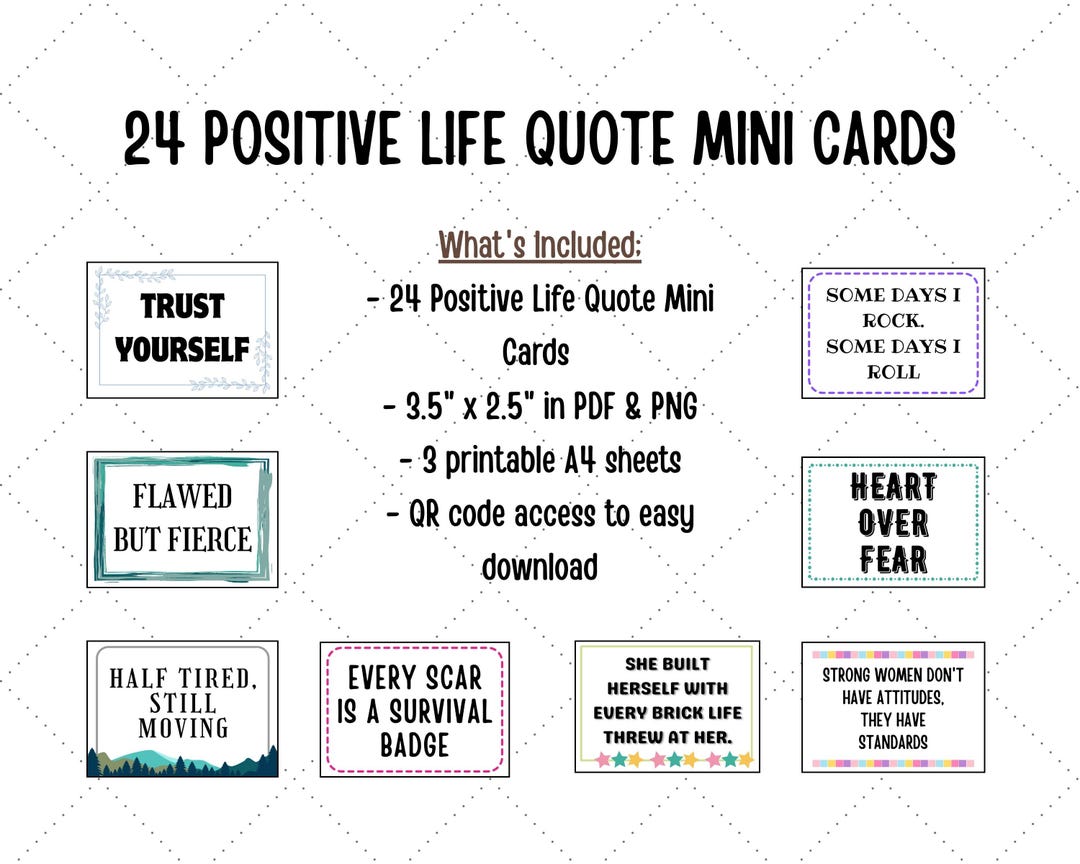 Positive Motivational Affirmation Cards Printable – 24 Positive Quote ...