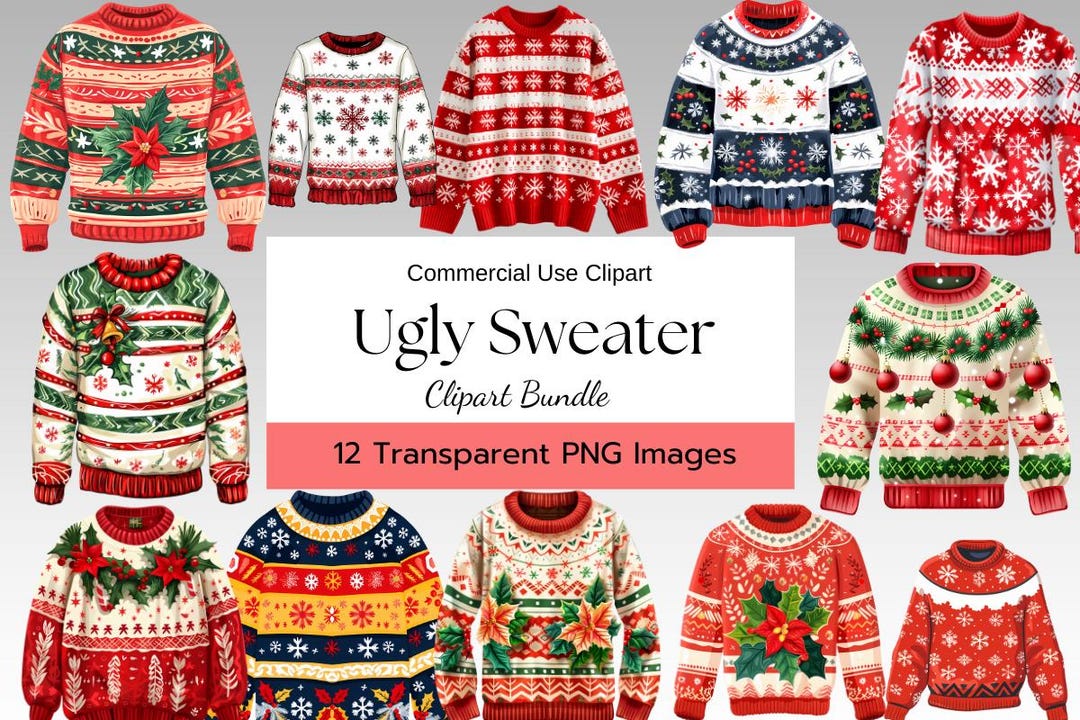 Ugly Sweater Clipart, Ugly Christmas Sweater PNG, Christmas Clipart ...