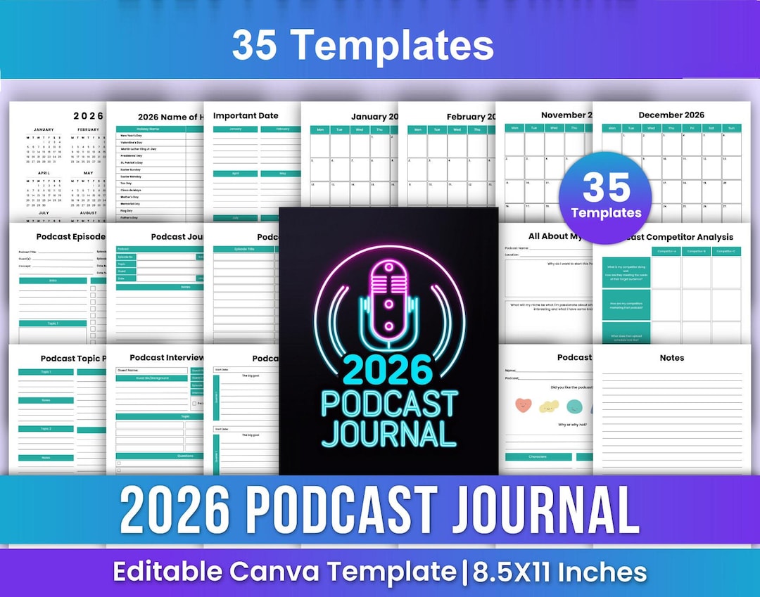 2026 Podcast Planner, Printable Podcast Content Planner | Podcast ...