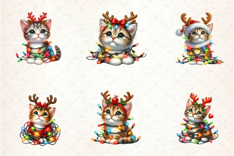 Christmas Kitty Clipart , Watercolor Kitty Christmas Png Clipart Bundle ...