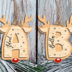 Christmas Reindeer Alphabet Ornament SVG, Christmas Deer Initial Tag ...
