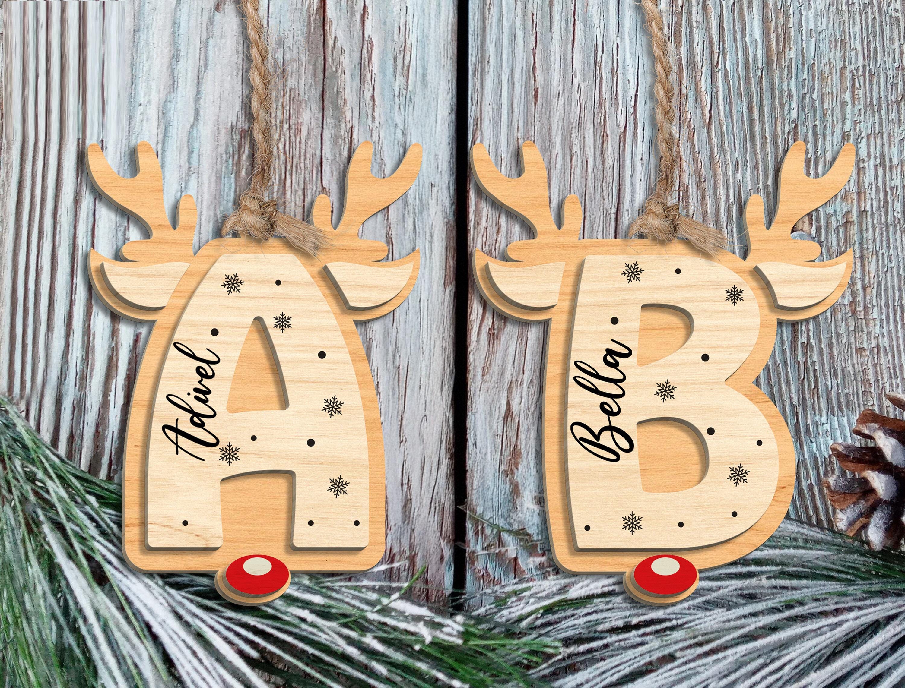 Christmas Reindeer Alphabet Ornament SVG, Christmas Deer Initial Tag ...