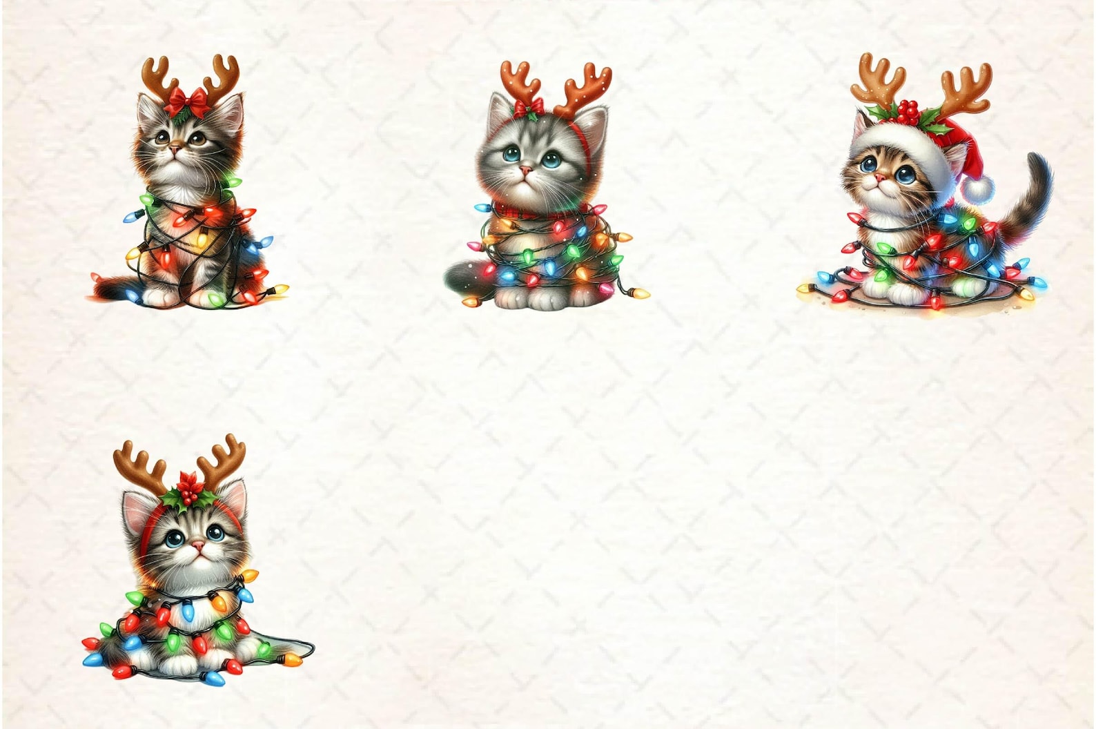 Christmas Kitty Clipart , Watercolor Kitty Christmas Png Clipart Bundle ...