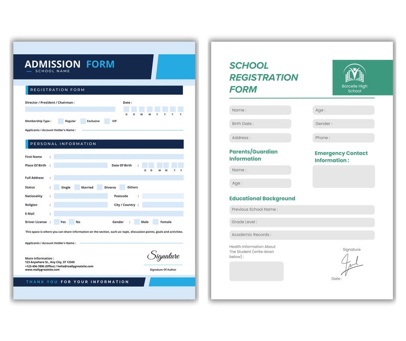 School Admission Form, 5 Editable School Admission Forms for Student ...