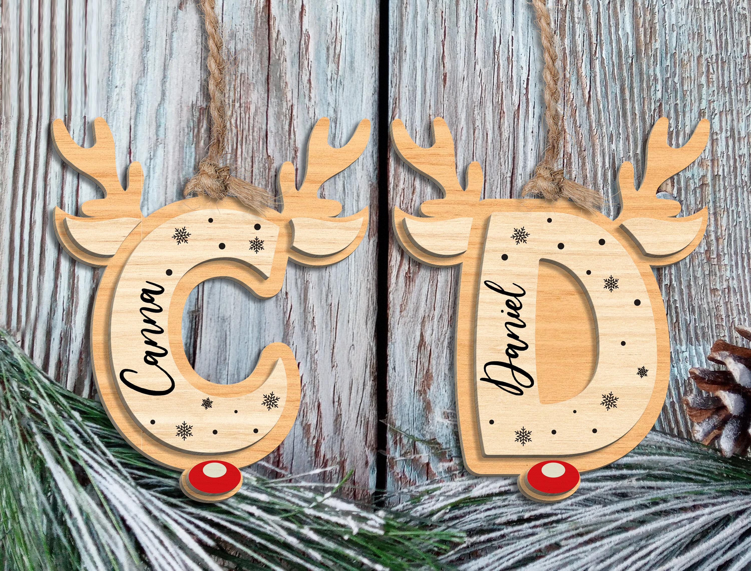 Christmas Reindeer Alphabet Ornament SVG, Christmas Deer Initial Tag ...