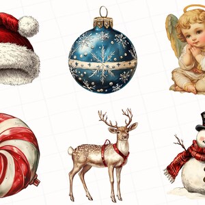 Retro Christmas Clipart , Retro Christmas Clipart Bundle PNG | Instant ...