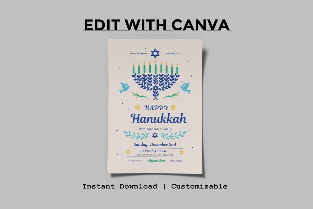 Hanukkah Party Invitation - Printable Chanukah Celebration ...