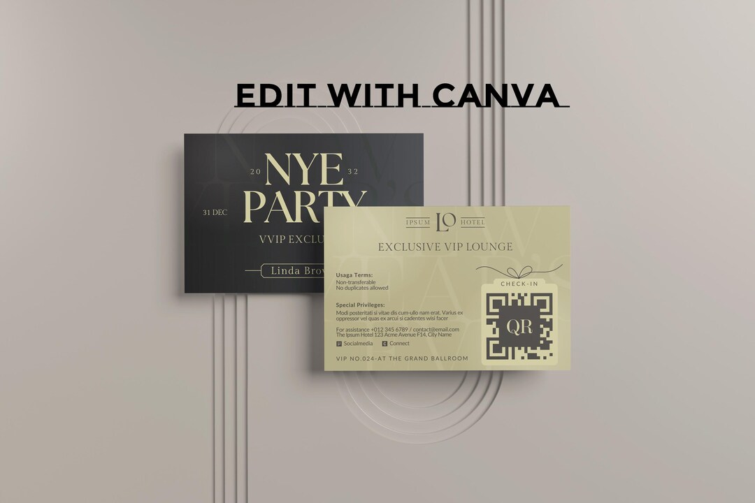 Editable VIP Pass Template: Canva Party Badge Card (instant Download ...