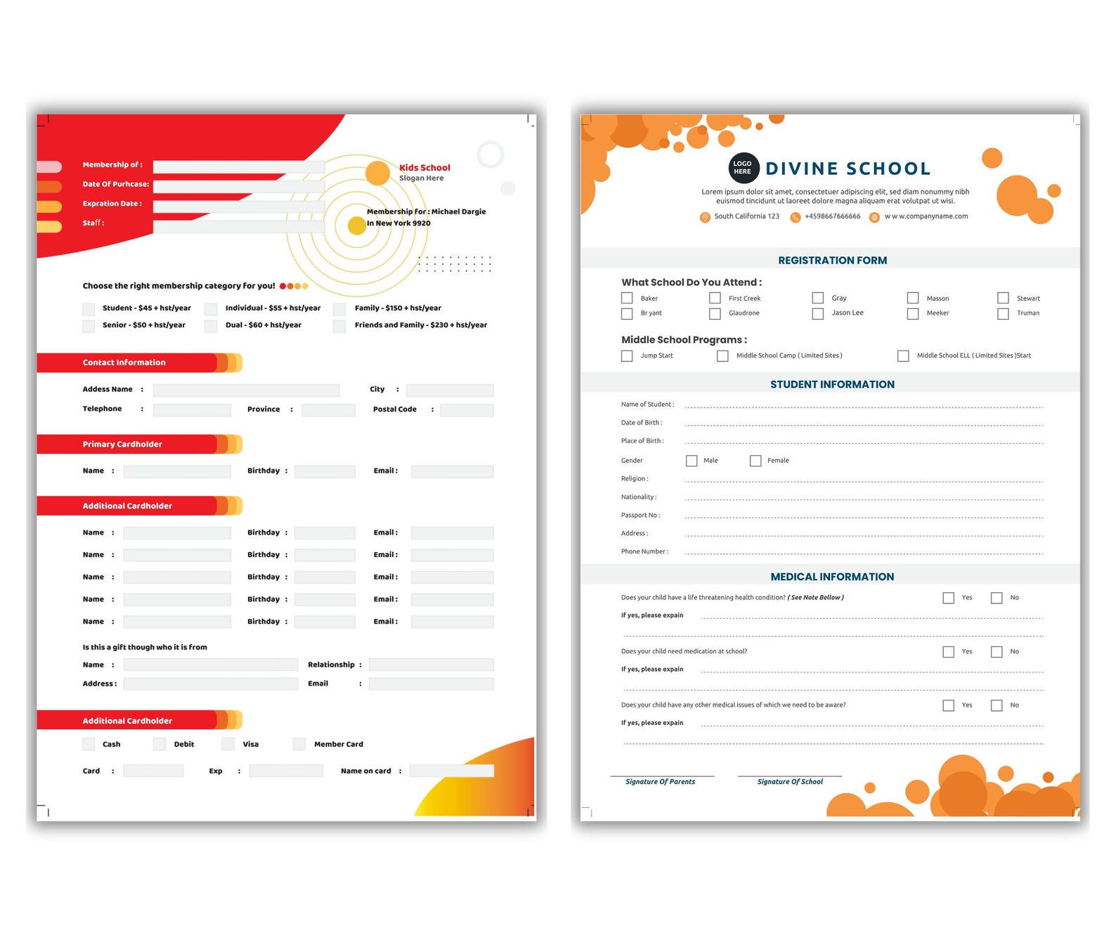 School Admission Form, 5 Editable School Admission Forms for Student ...