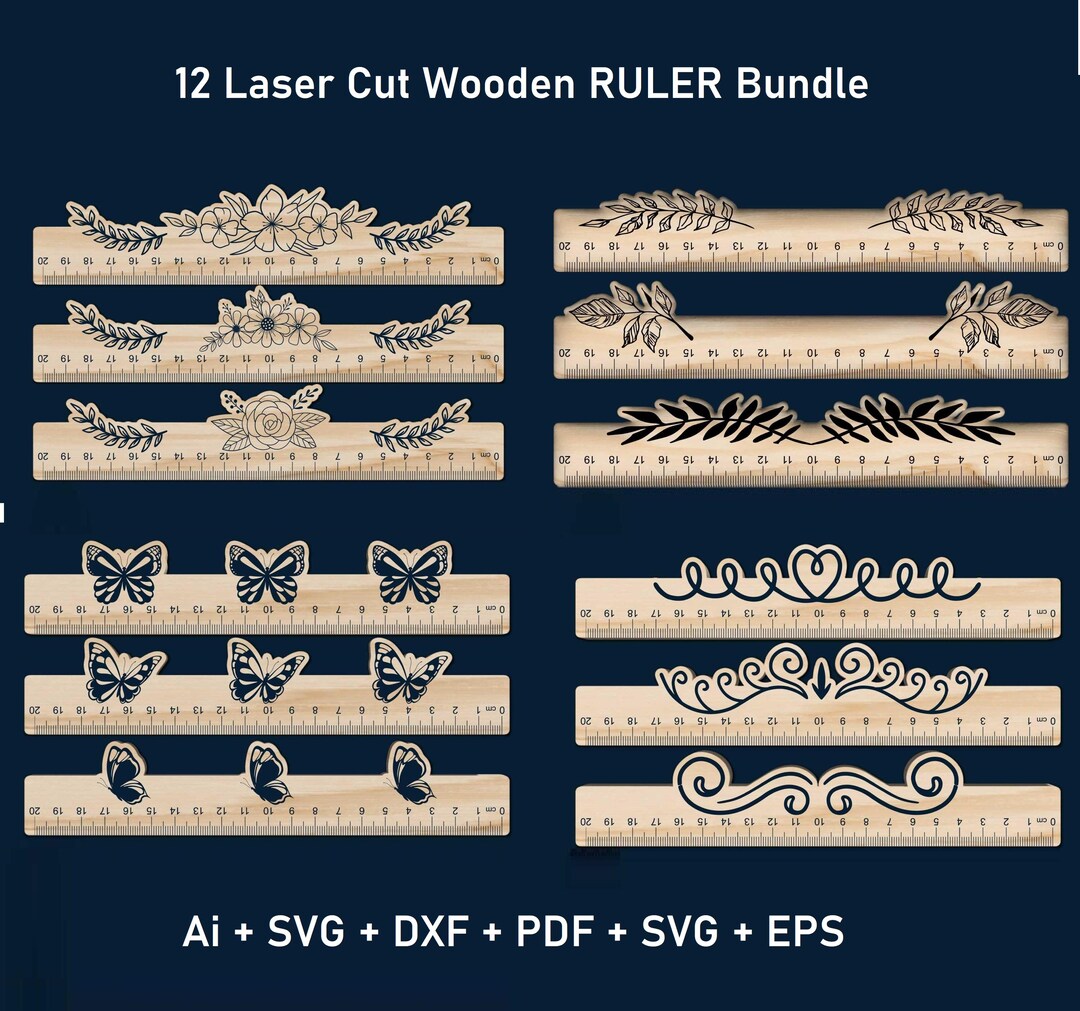 Laser Cut Ruler Bundle, Inches and Centimeters, Horizontal Ruler ...