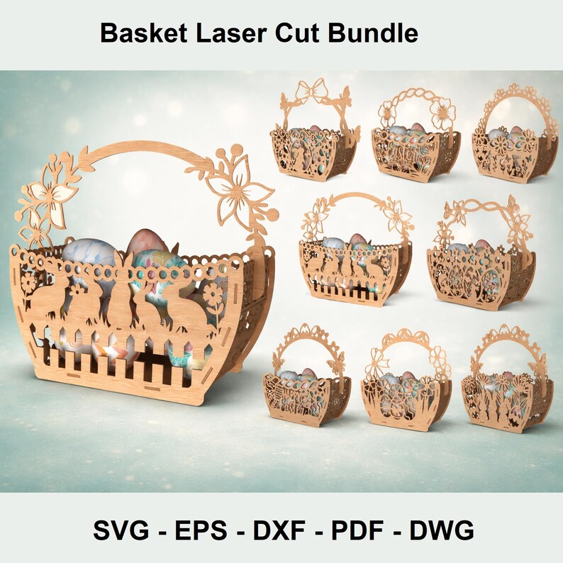 Easter Basket Laser Cut SVG | 3D Laser Cut Easter Basket SVG Bundle ...