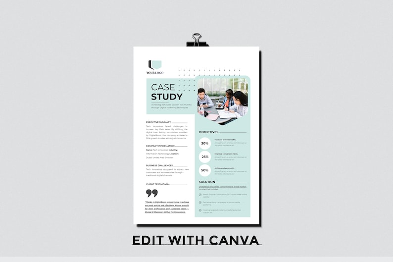 Editable Canva Case Study Template: Business Report & Company Brief ...