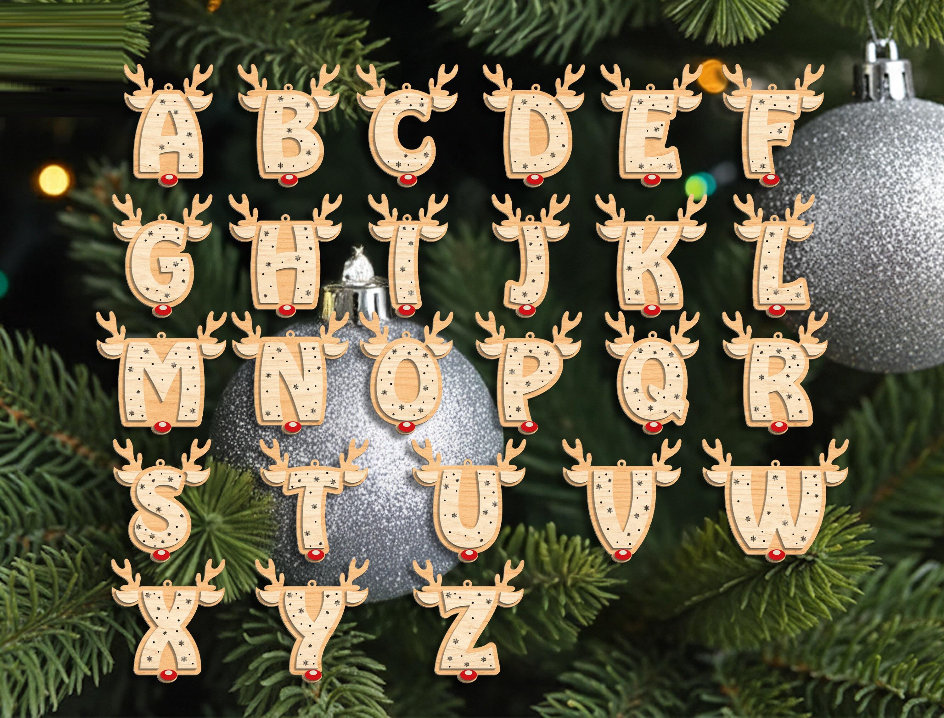 Christmas Reindeer Alphabet Ornament SVG, Christmas Deer Initial Tag ...