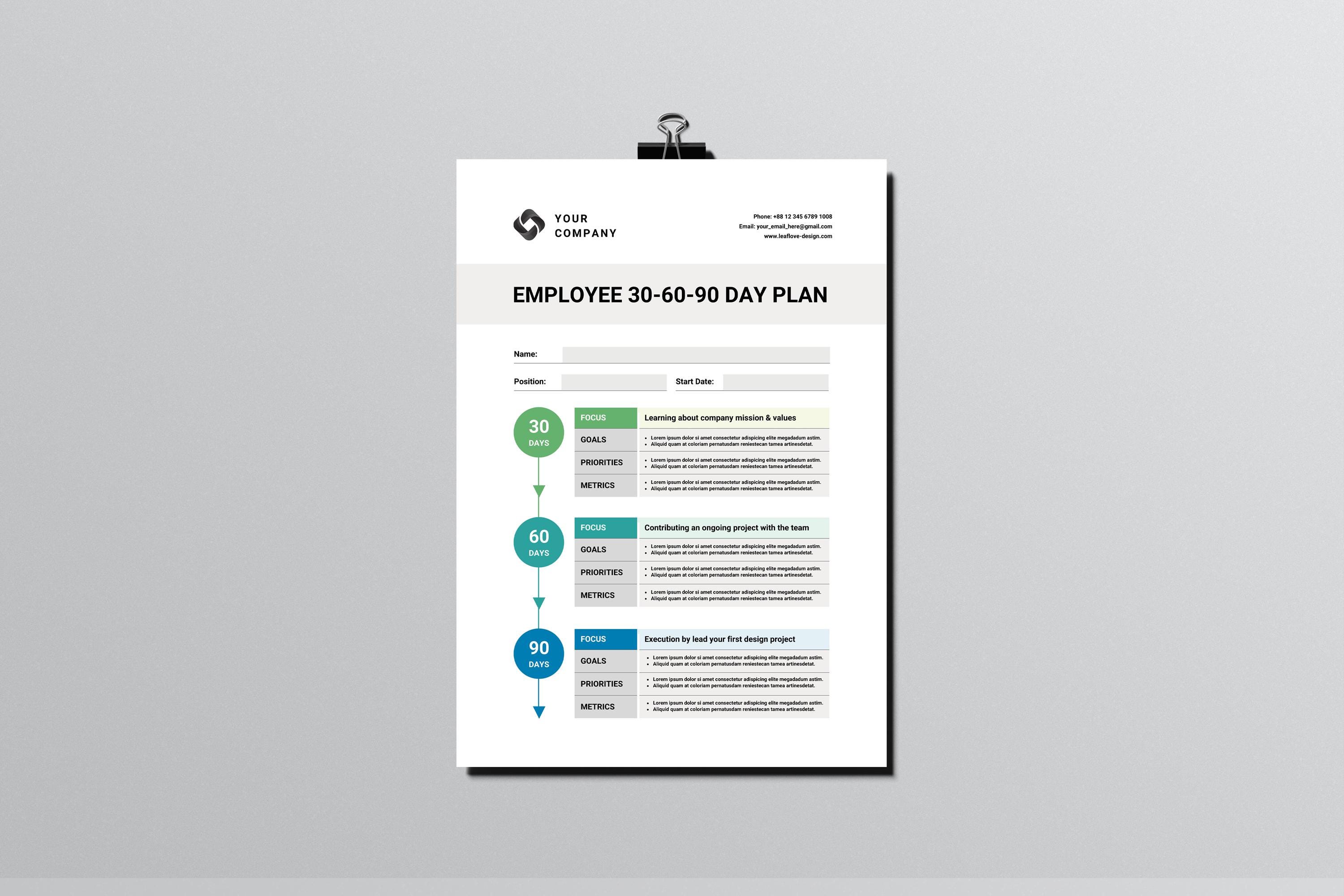 Employee 30 60 90 Day Plan Template: Editable Canva Design (A4 Size) - Etsy