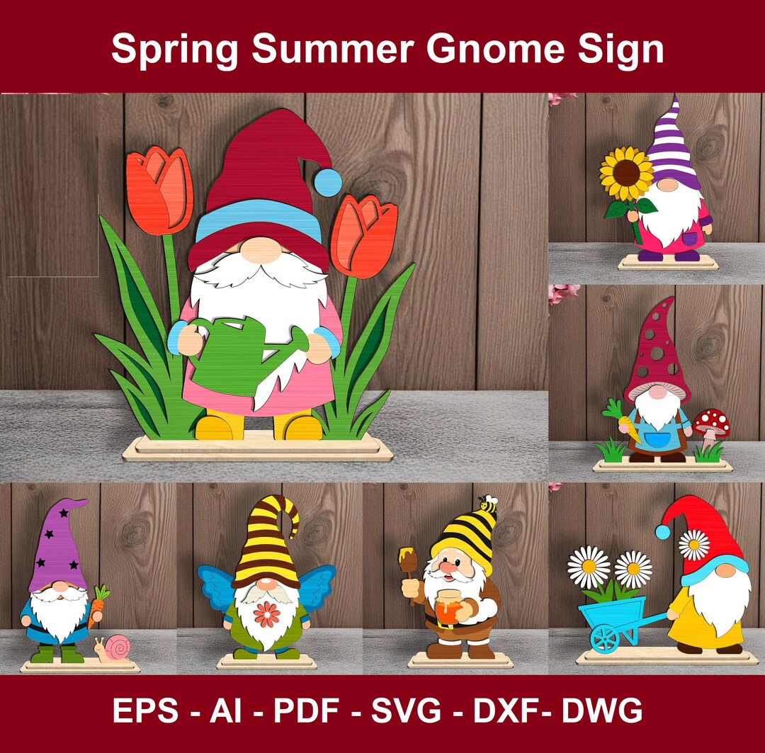 Spring Gnome Bundle Svg, Spring Gnomes Svg, Spring Gloworge Svg, Gnome ...