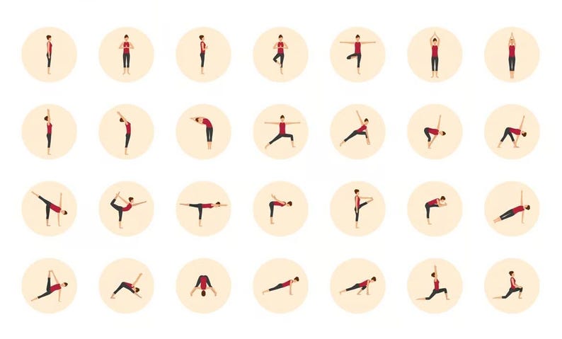 100 Yoga Poses Icon , Yoga Clipart ,stickers, SVG & EPS Files (instant ...
