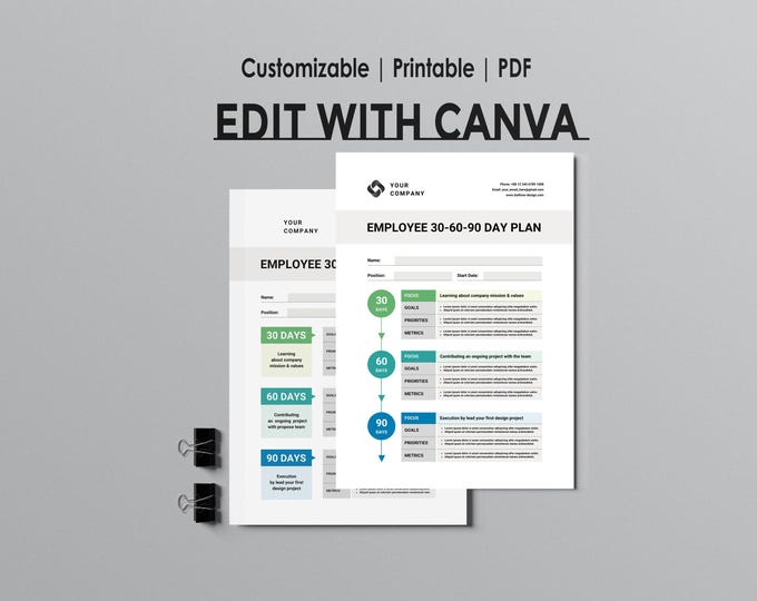 Employee 30 60 90 Day Plan, Employee Onboarding Plan, New Hire ...