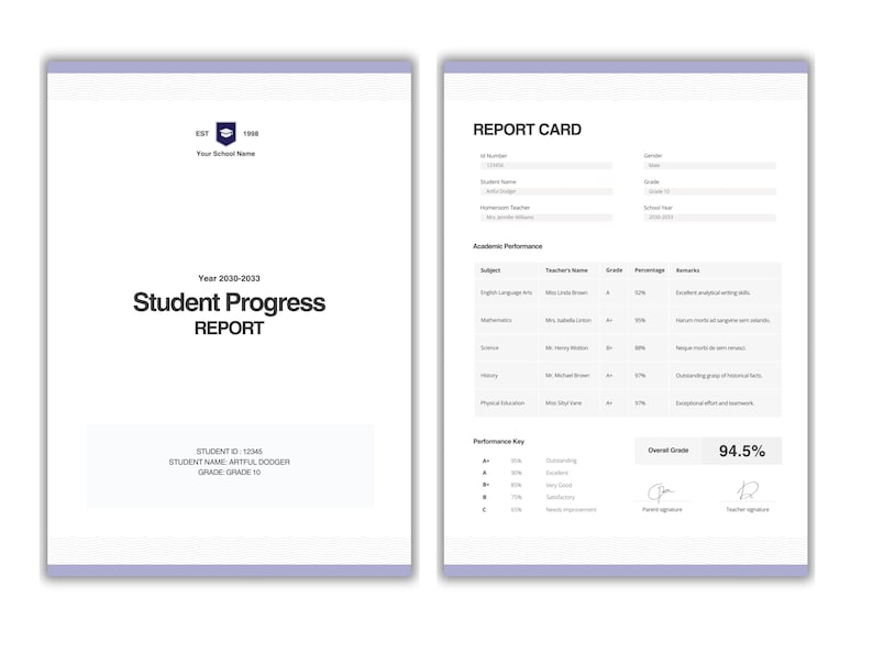 Student Report Card , Editable Homeschool Report Sheet Student Report ...