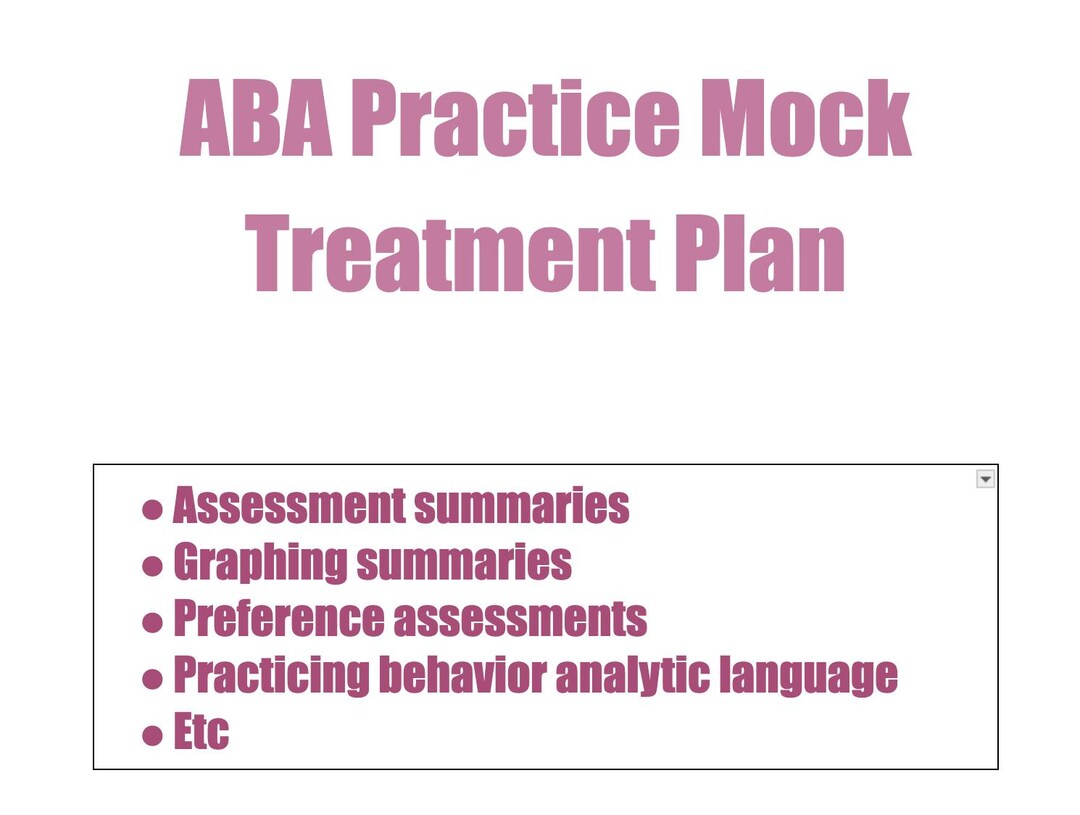 ABA Mock Treatment Plan Practice - Etsy