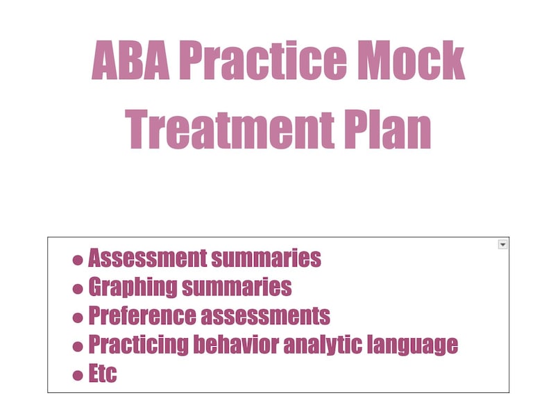 ABA Mock Treatment Plan Practice - Etsy