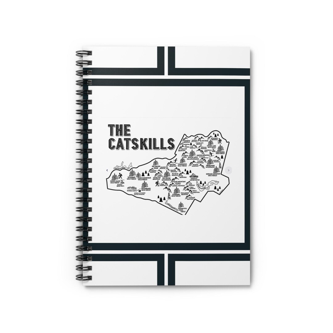 The Catskills Map Spiral Notebook, Nature Lover's Journal, Travel ...