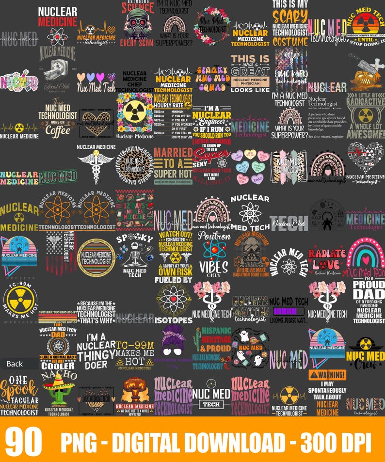 Nuclear Medicine Tech Png Bundle, Nuc Med Png, Nuclear Tech Png, Retro ...