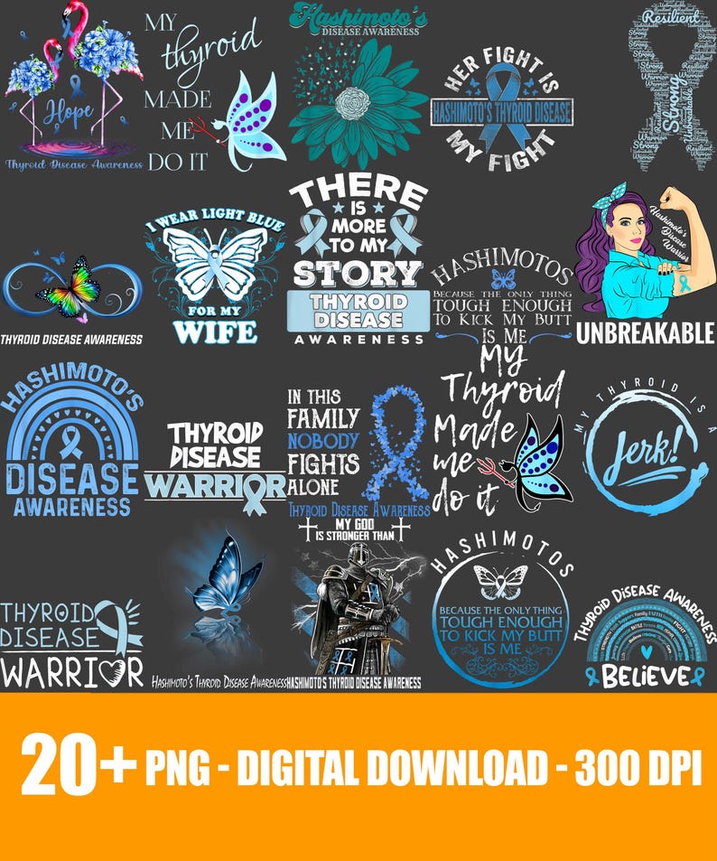 Thyroid Disease Awareness Png Bundle, Thyroid Warrior Png, Thyroid ...