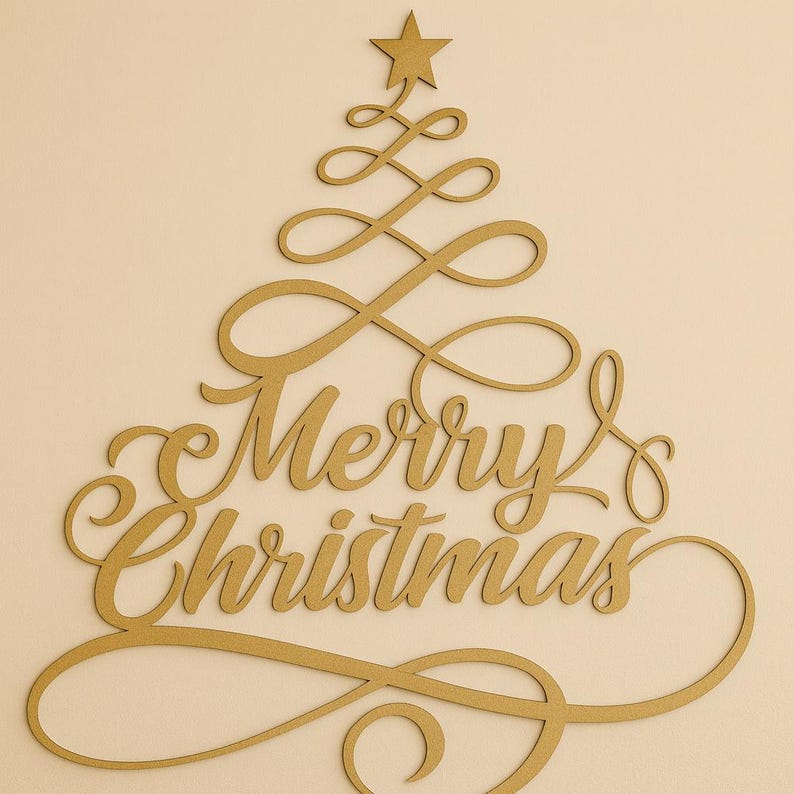 Merry Christmas Metal Tree Wall Decor |festive Holiday Home Accent ...