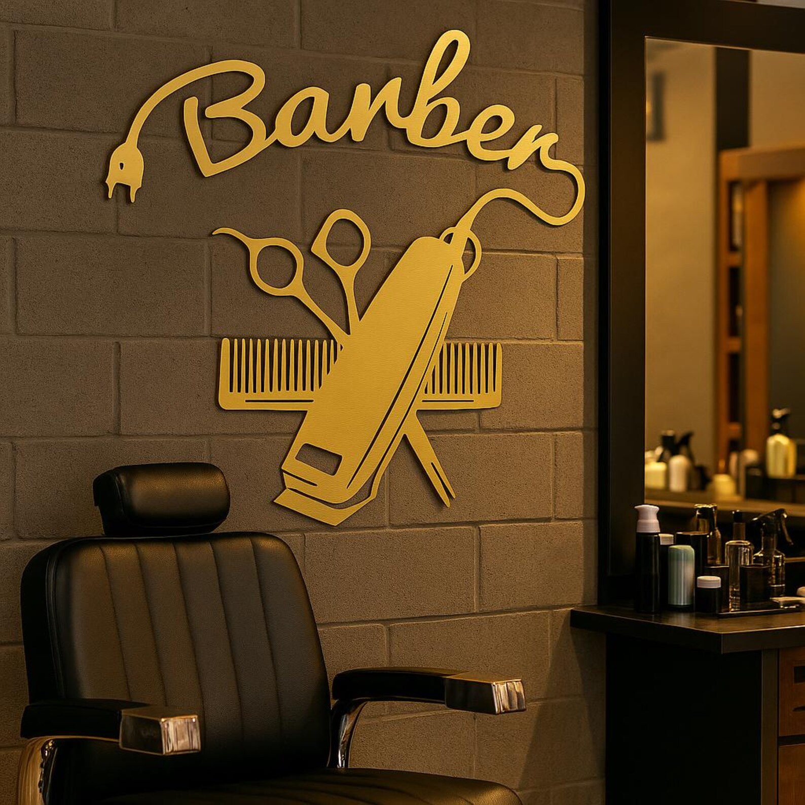 Barber Shop Metal Wall Art | Scissors and Comb Hair Salon Sign | Modern ...