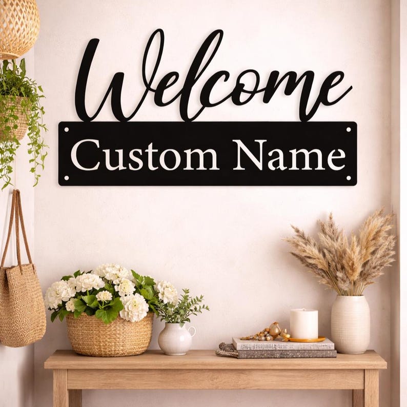 Personalized Family Welcome Metal Sign | Modern Farmhouse Entrance ...