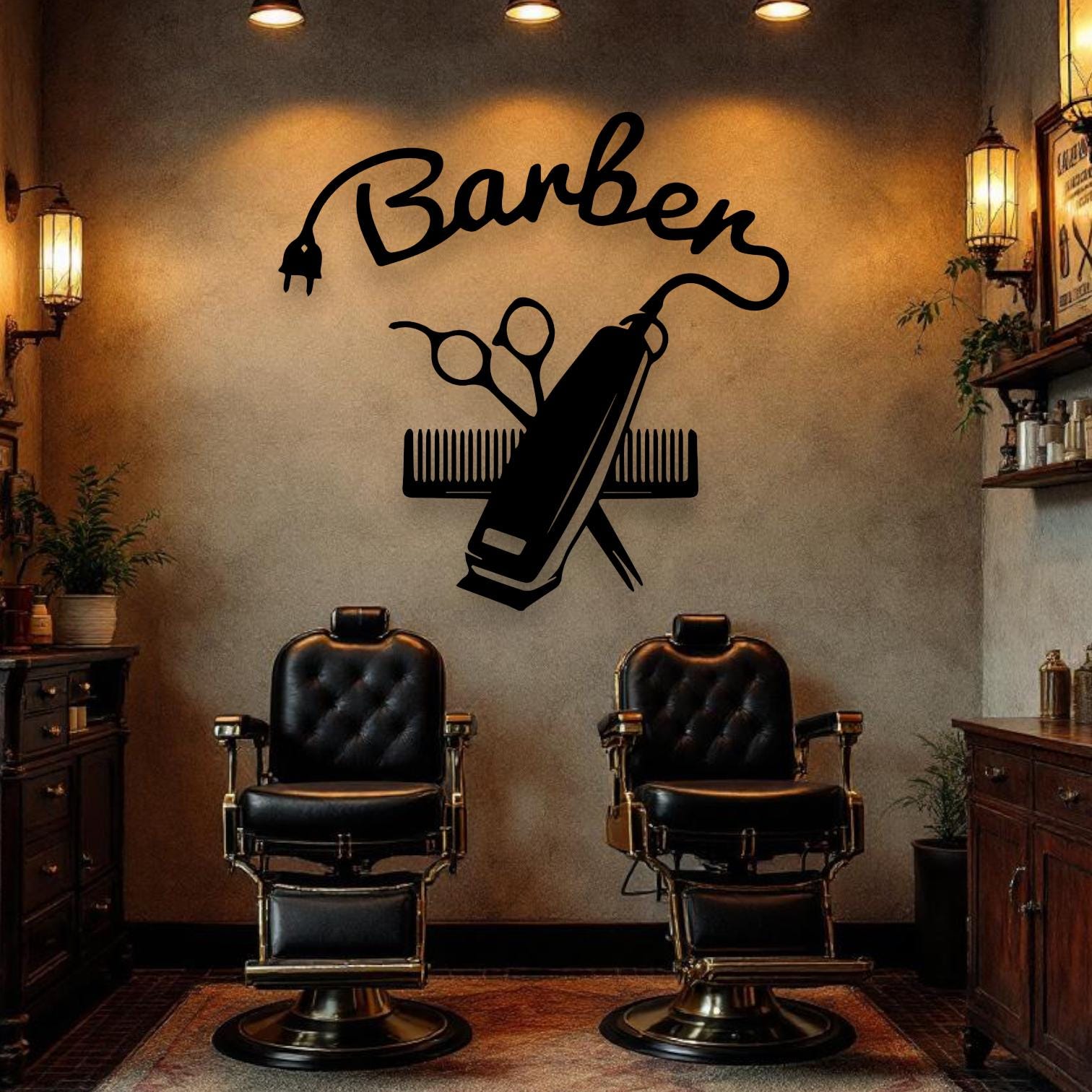 Barber Shop Metal Wall Art | Scissors and Comb Hair Salon Sign | Modern ...