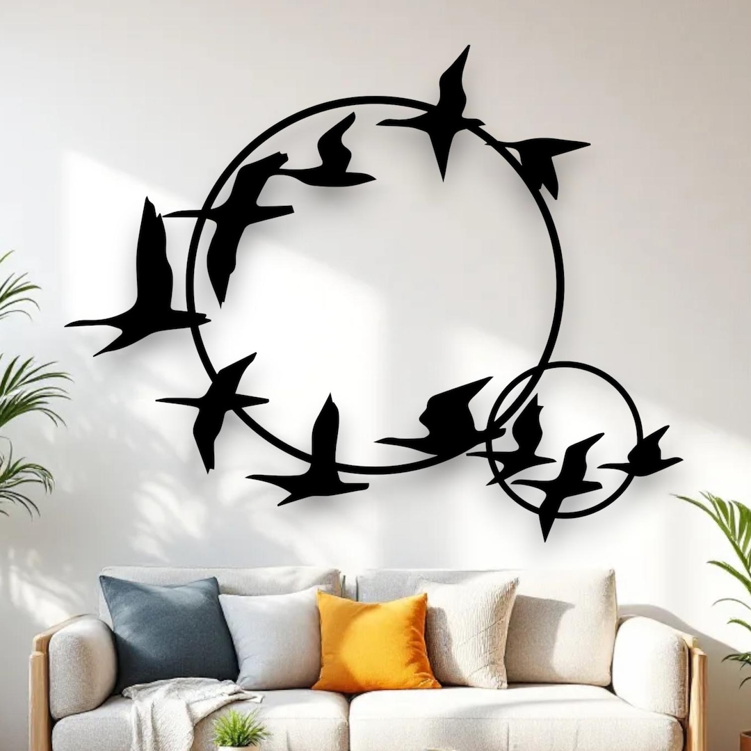 Bird Silhouette Metal Wall Art | Elegant Flying Bird Decor | Modern ...