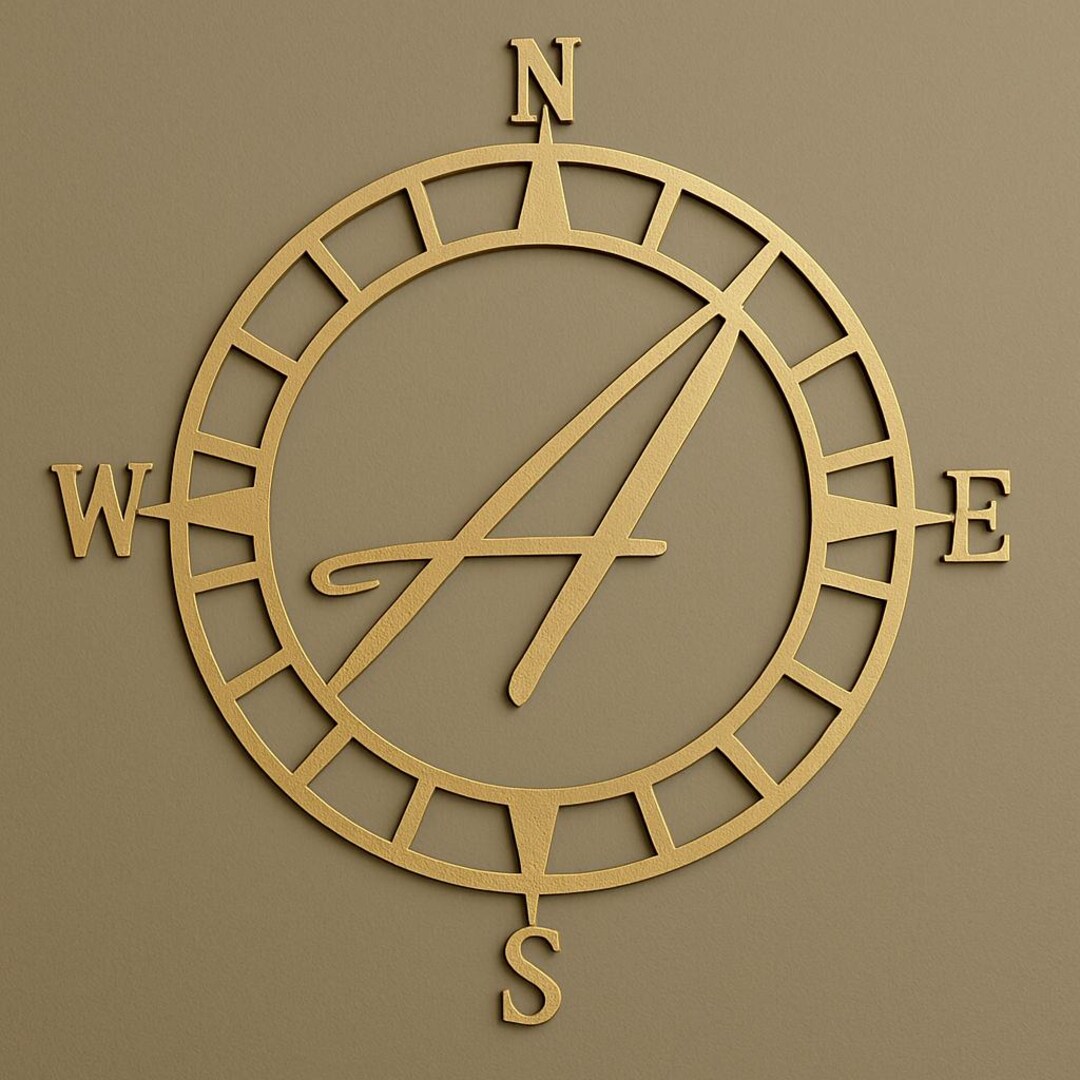 Custom Initial Compass Metal Wall Art | Personalized Letter Compass ...