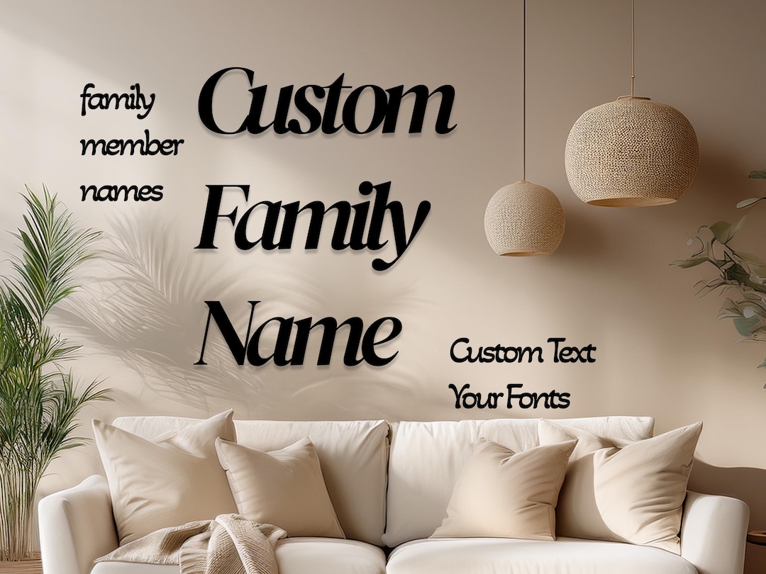 Custom Metal Words Farmhouse Script, Your Custom Text, Custom Name ...