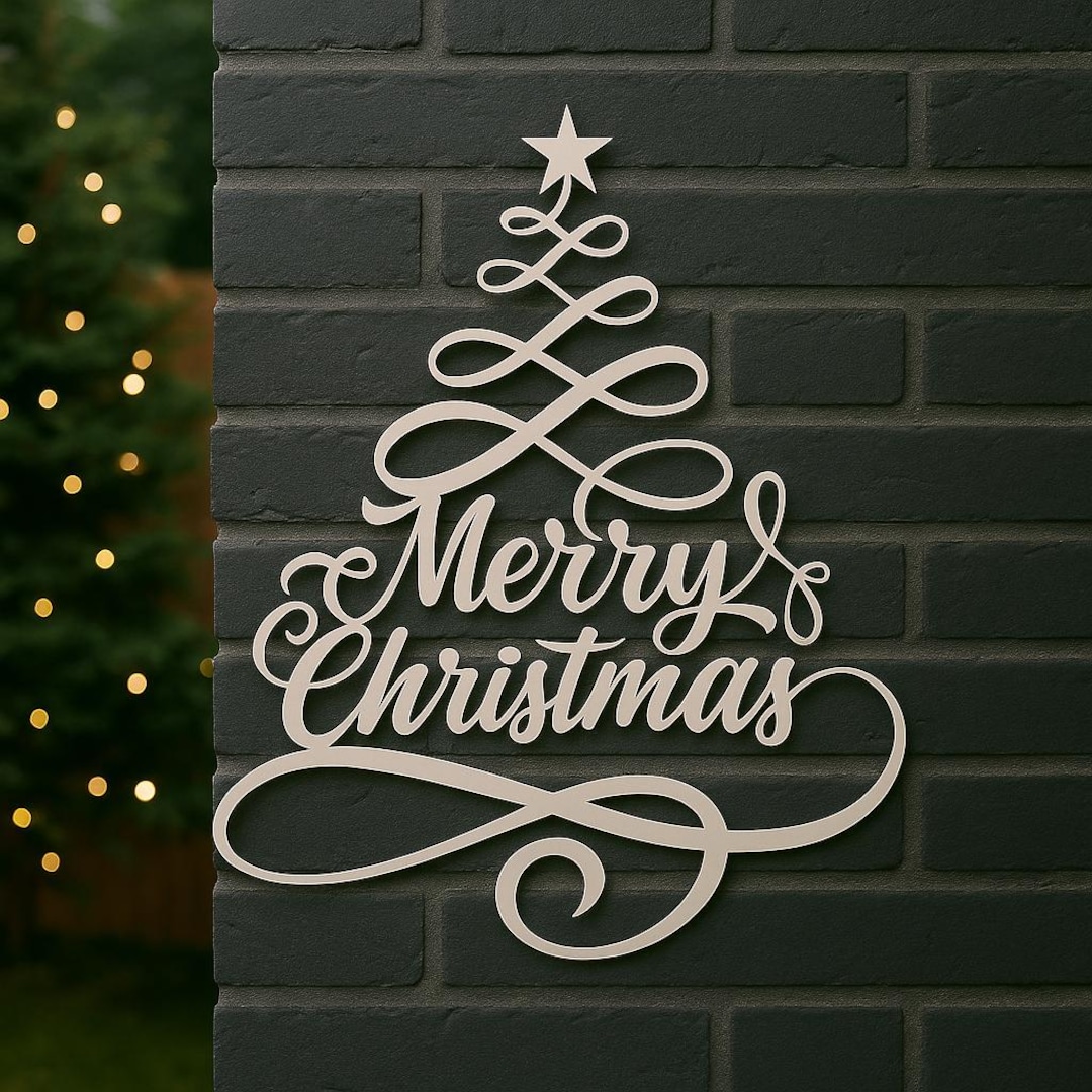 Merry Christmas Metal Tree Wall Decor |festive Holiday Home Accent ...