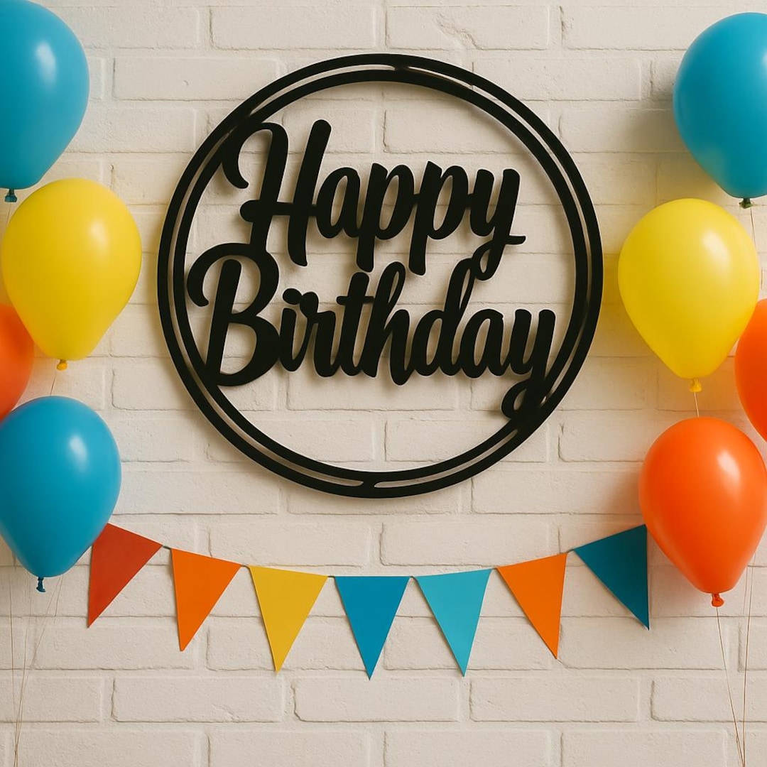 Happy Birthday Metal Wall Art | Elegant Party Wall Decoration ...