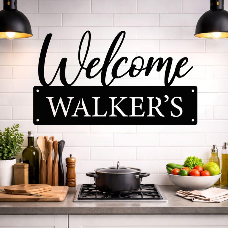Personalized Family Welcome Metal Sign | Modern Farmhouse Entrance ...