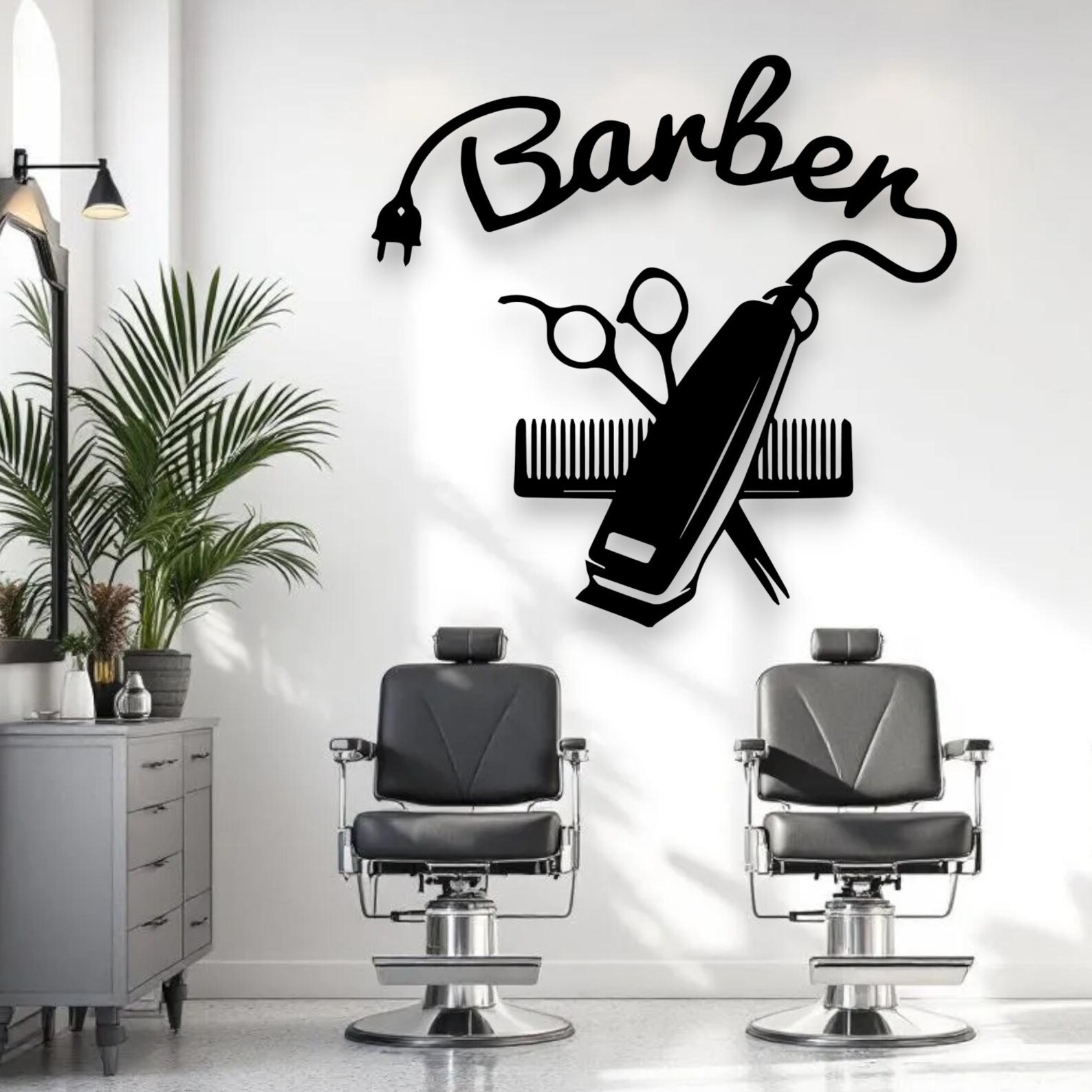Barber Shop Metal Wall Art | Scissors and Comb Hair Salon Sign | Modern ...