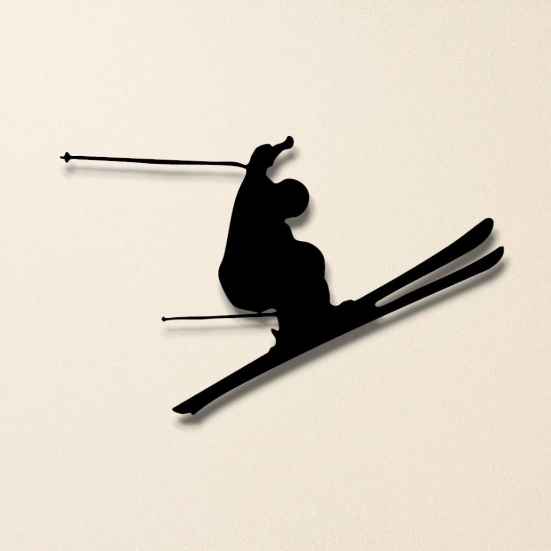 Large Skier Metal Wall Art, Skier Gift Idea, Snowboarder Decor, Winter ...