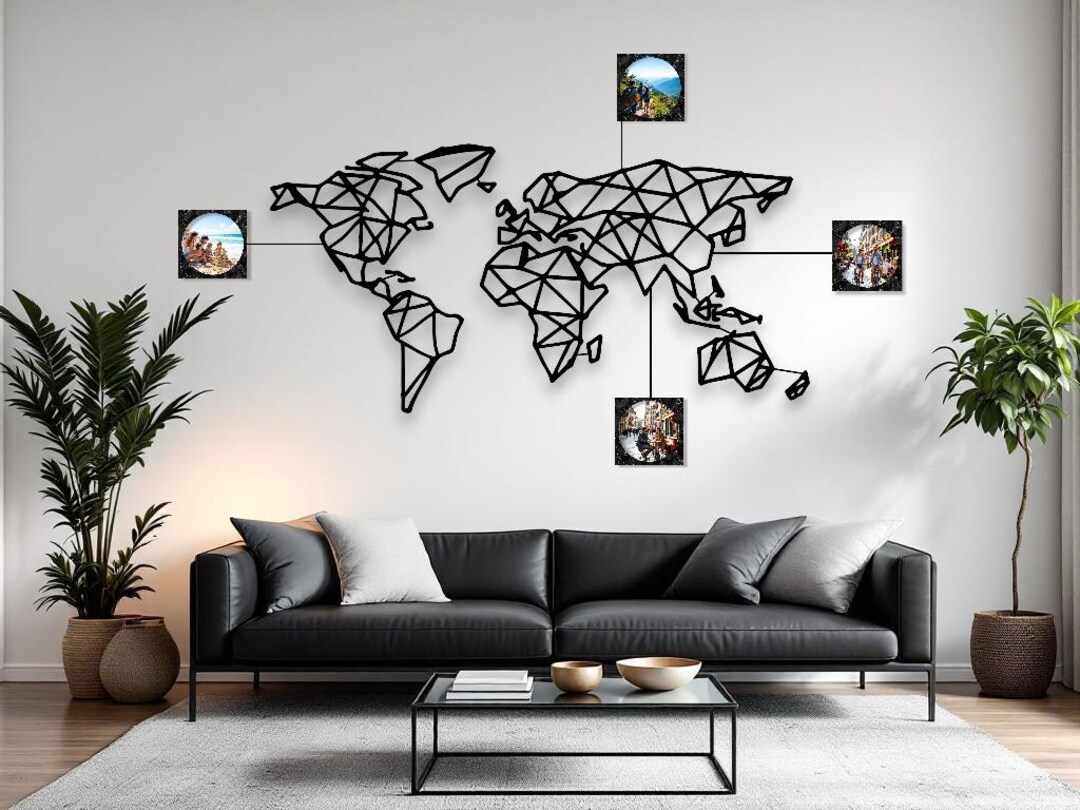 World Map Metal Wall Art, Travel Decor, Large Metal World Map Decor ...