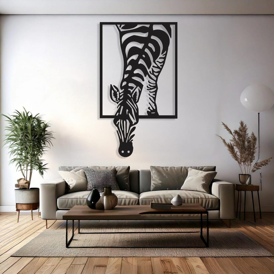 Modern Zebra Metal Wall Art, Geometric Animal Wall Decor, Abstract ...