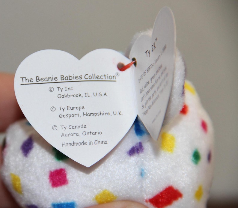 Ty Beanie Baby " TY 2K " Was Born With Errors, Retired Confetti Bear ...