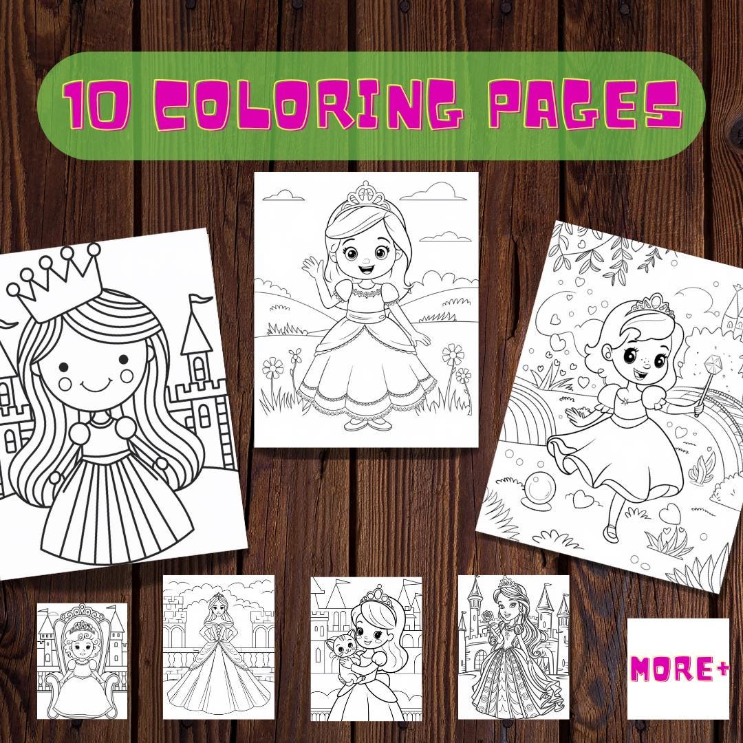 PRINCESS COLORING PAGES | 10 Pages | Cute Coloring Pages | for Kids and ...