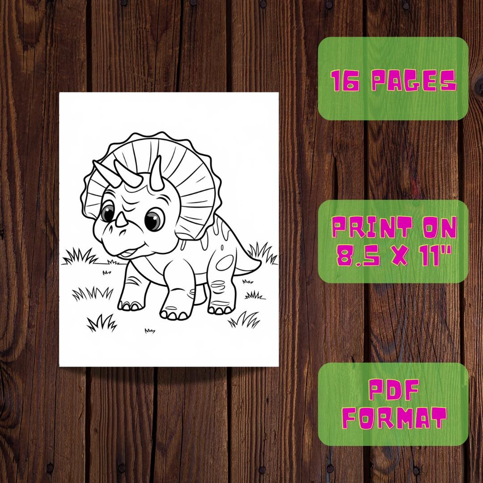 Dinosaurs Coloring Pages for Kids | 16 Pages | Cute Coloring Pages ...