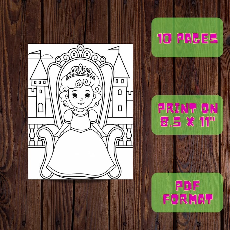 PRINCESS COLORING PAGES | 10 Pages | Cute Coloring Pages | for Kids and ...