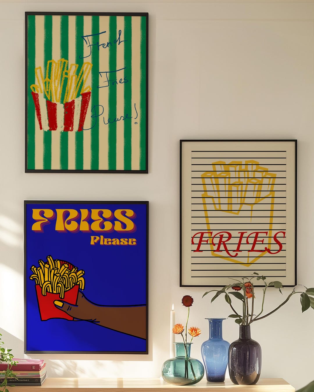 French Fries Poster Set BUNDLE | Fast Food Kitchen Wall Art | Bold ...