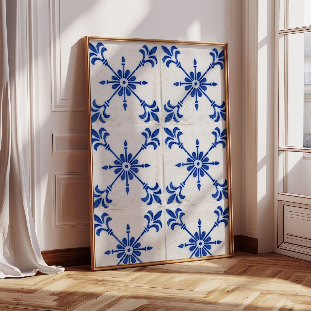 Amalfi Tile Kitchen Art, Italian Tile Background, Blue and White Theme ...