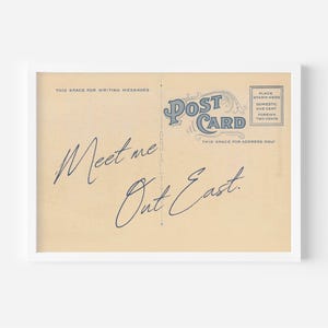 Vintage Beach Postcard Poster, Meet Me Out East Print, Hamptons Wall ...