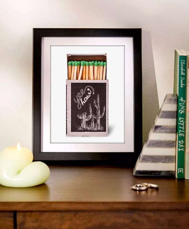 Western Matchbook Art Print, Coastal Cowgirl Print, Bar Cart Decor ...