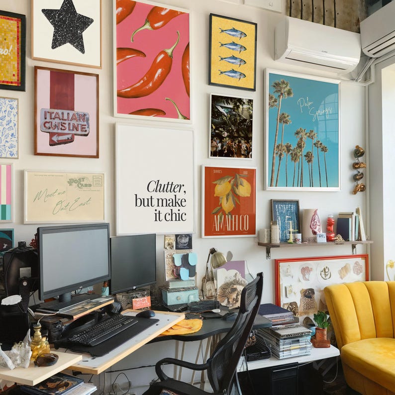 Printable Cluttercore Wall Art Print, Eclectic Maximalist Gallery Wall ...